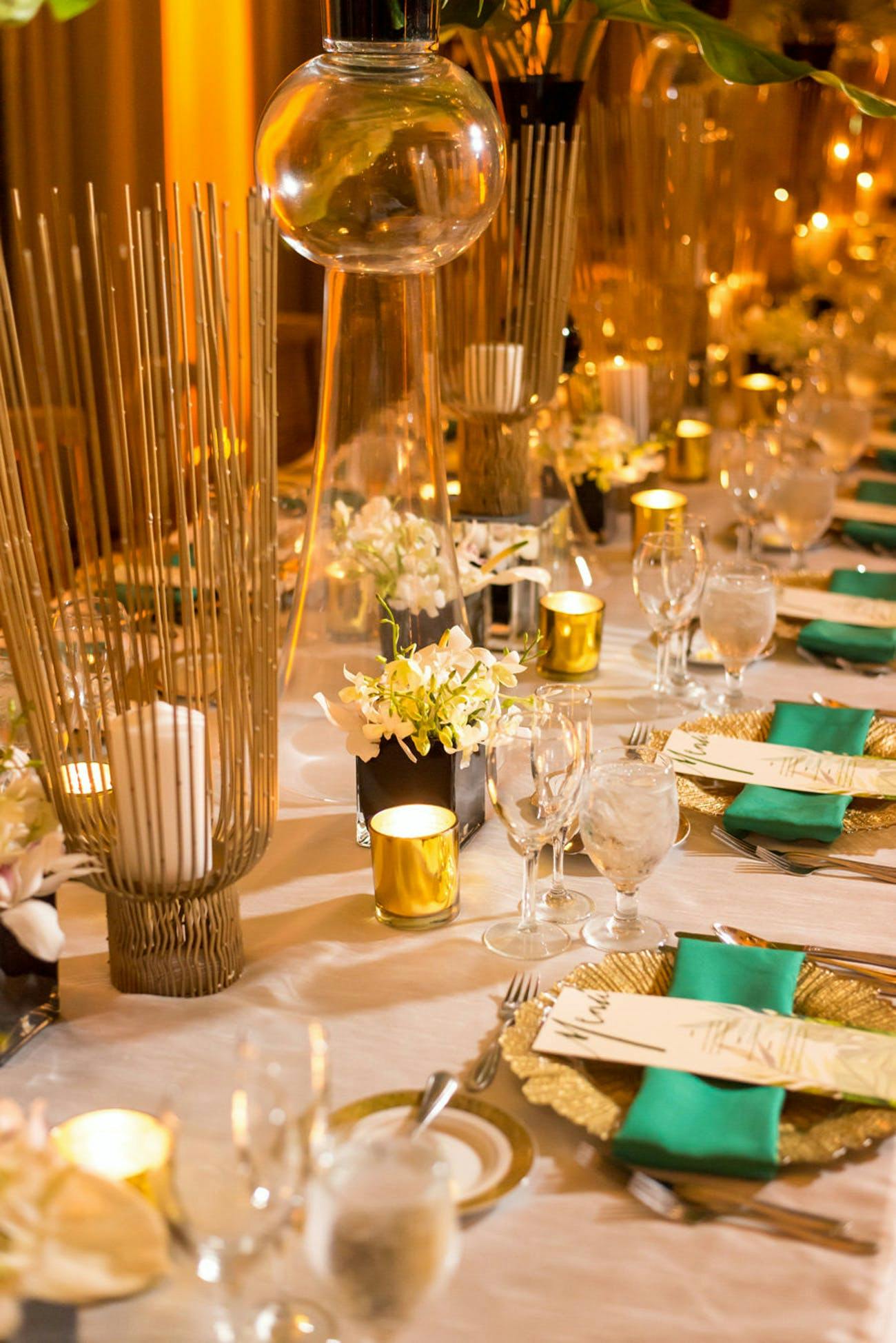 7 Gold Wedding Centerpiece Ideas that Gleam & Glisten - PartySlate